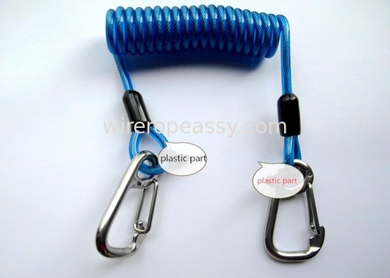 4.0 mm Blue Transparent Safety Tool Lanyards With Spring Carabiners At Each End