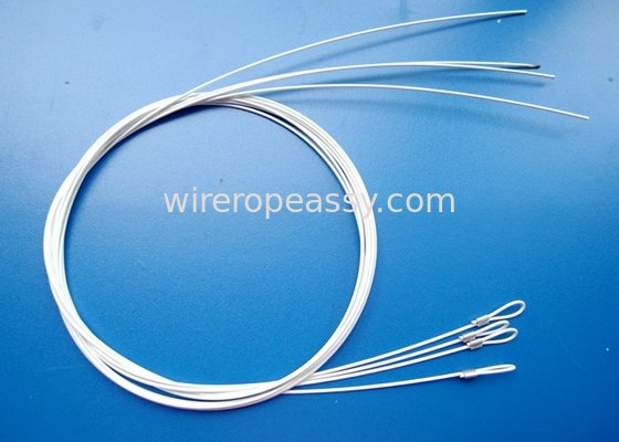 1.2mm  1*19 White PVC Coated Galvanized Steel Cable With Loops