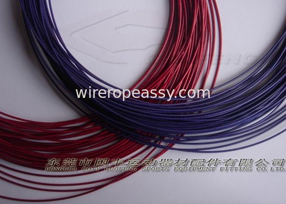 Blue / Red PVC / PU / PA Coated Wire Ropes For Gym Cable / Hanging Cable