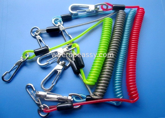 3.0mm / 4.0mm Spring Safety Tool Lanyards With Zin Alloy Swivel Hooks