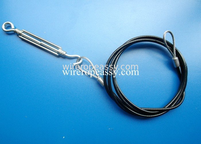 Black PA Covering Crane Steel Cable Slings 1200 - 1500mm With Turnbuckels