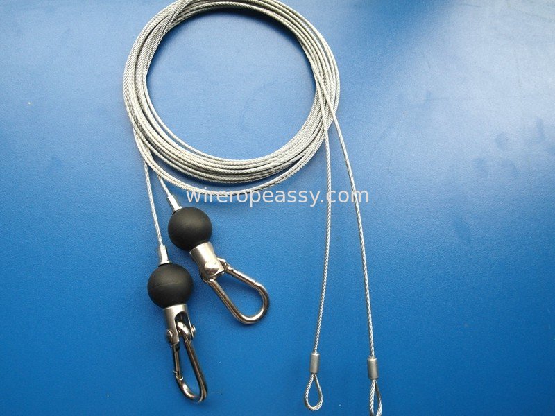 25mm Nylon Ball Steel Cable Assembly with Swivel Hooks And Loops