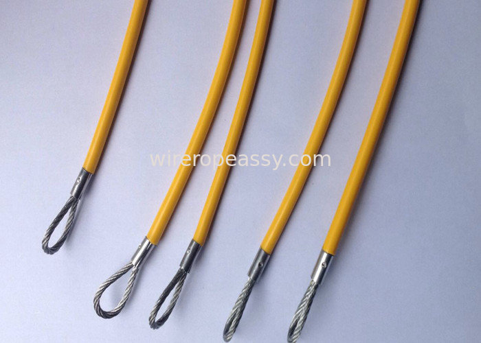 5.0mm Yellow Coated Galvanized Cable Transparent Loops Both Ends