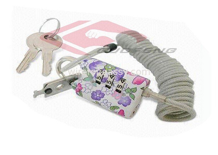 Stainless Steel 4 Dial Combination Coil Cable Lock For Notebooks