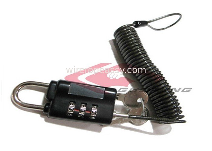 Laptop / Desktop / Docking Coiled Security Cable Lock Black With Trap
