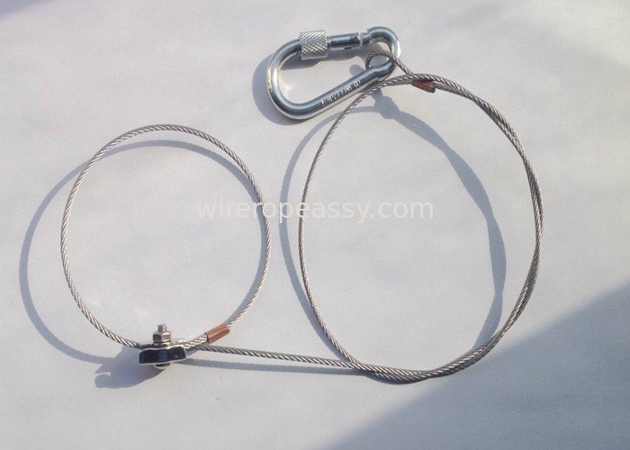 2.0mm Stainless 304 Steel Cable Wire Rope Assembly With Carabiner Copper Ferrules