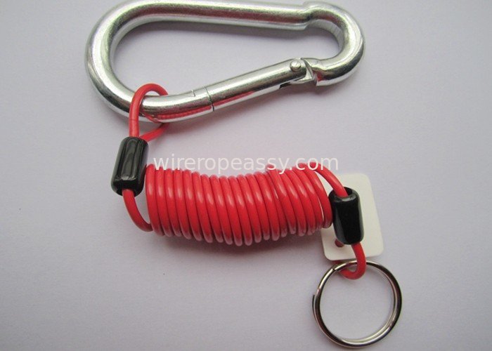 Coiled Trailer Emergency Breakaway Cable Tool Safety Lanyard Big Carabiners