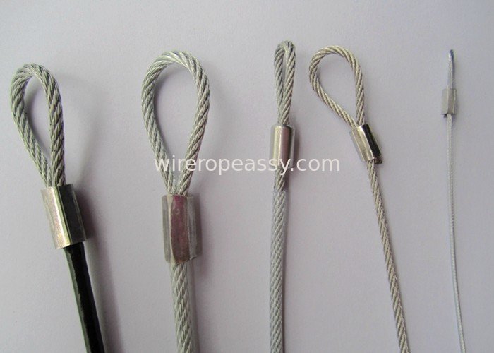 Loop To Loop Wire Rope Assembly Transparent Coating Stamped Ferrules