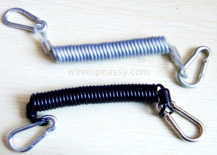 3.0 mm stainless steel DIY Coil Tool Safety Lanyard Spring Coil Tether Carabiners