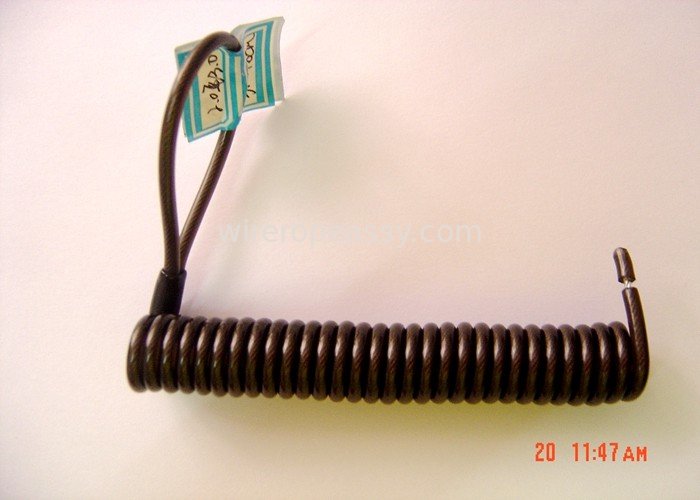 Black Lanyard Spring Coil Stretchable With Loop And Terminals