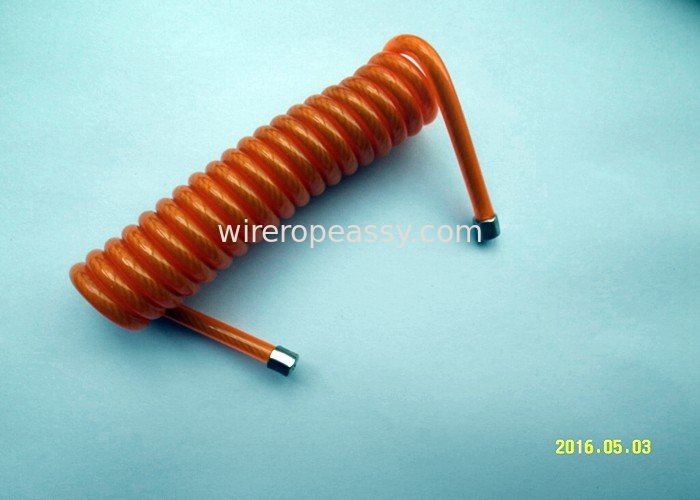 5.0mm Orange Spiral Lanyard with Stamped Ferrlues At Both Ends