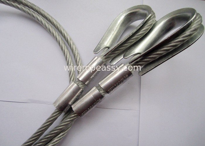Galvanzied Cable Wire Rope Sling 9.5mm wtih Double Stamped Sleeve and Thimble Eye