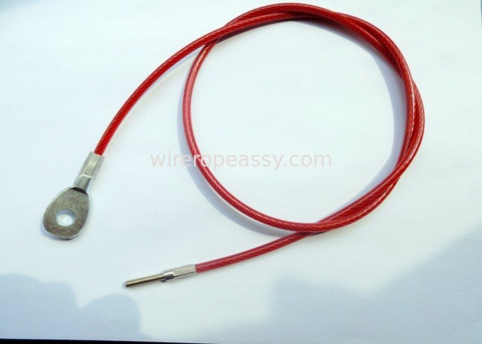 3.0mm / 4.0mm Red PA Coated Wire Rope Assembly with Eyelet Terminals