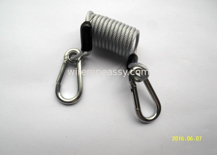 3.0 mm Red  Safety Tool Lanyards Cable With Stainless Locking Hooks