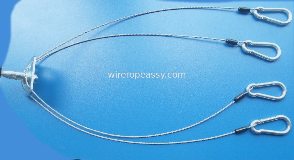 Galvanized Coated Steel Wire Rope Sling Steel Cable Assembly with Four Carabiners