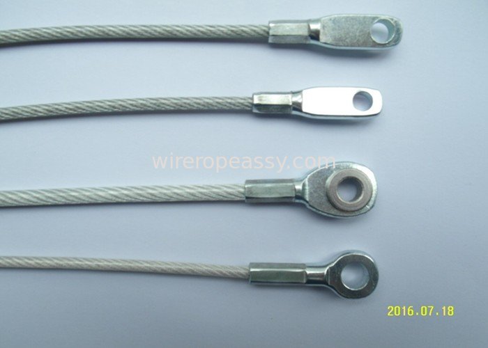 3.2mm / 4.8mm Plastic Coated Steel Cable Accessories with Swaged Ends Terminals