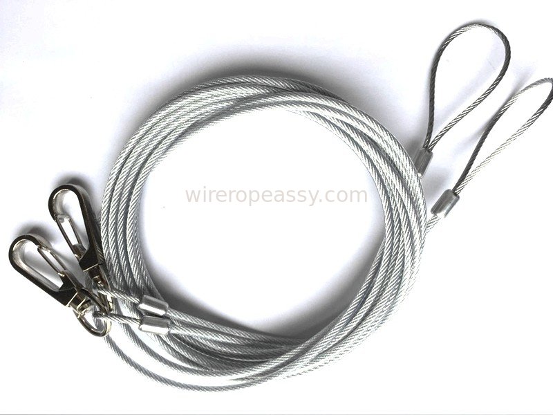 Durable Transparent Steel Wire Rope Slings Assembly 7*7 7*19 With Hook / Clips
