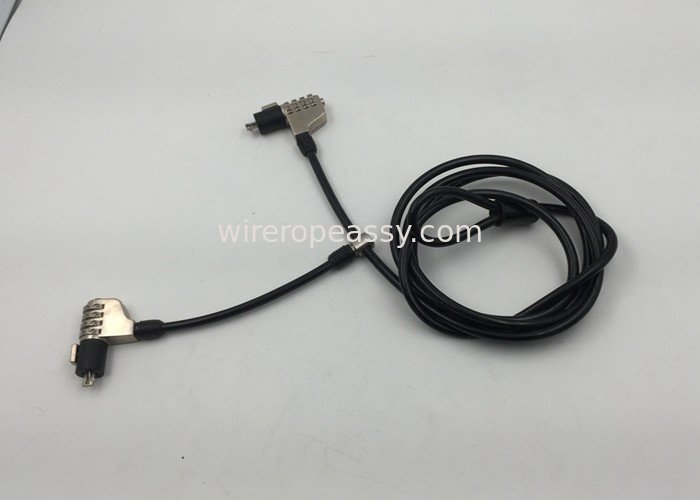 1.5 mm 7*7 Black Pu Coated Stainless Laptop Security Cable With Double Digital Lock