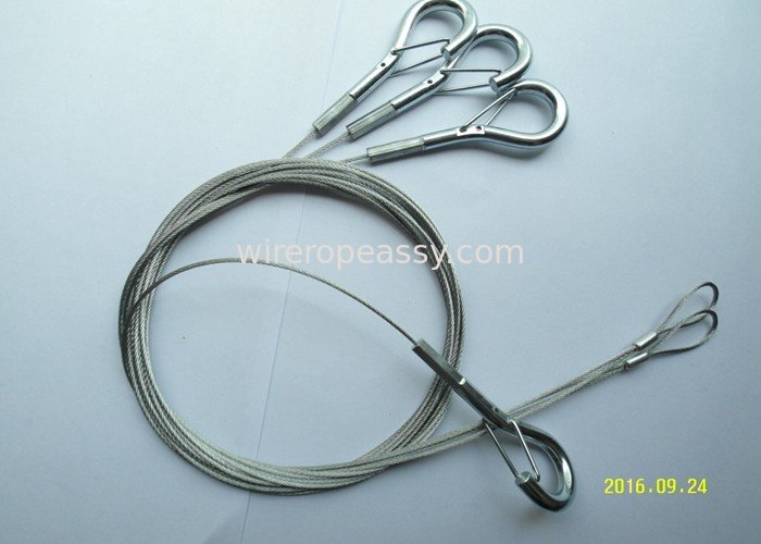 1.5mm Y Shape Stainless LED Grow Hanging Lights Cable With Double Hook And Loop
