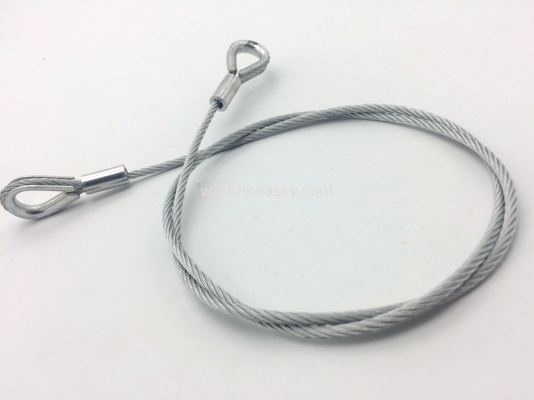 clear 2.0mm Galvanized Steel Cable Accessories With Loop / Eye Thimble