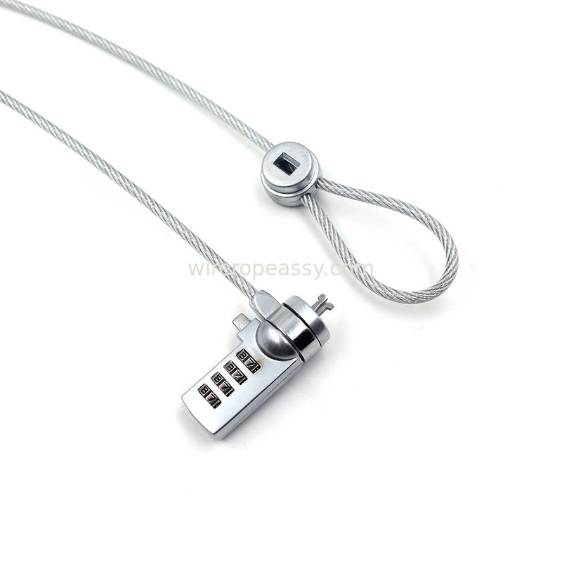 Metal Steel Coating PVC Security Cable Lock For Notebook / Laptop Lock ROHS