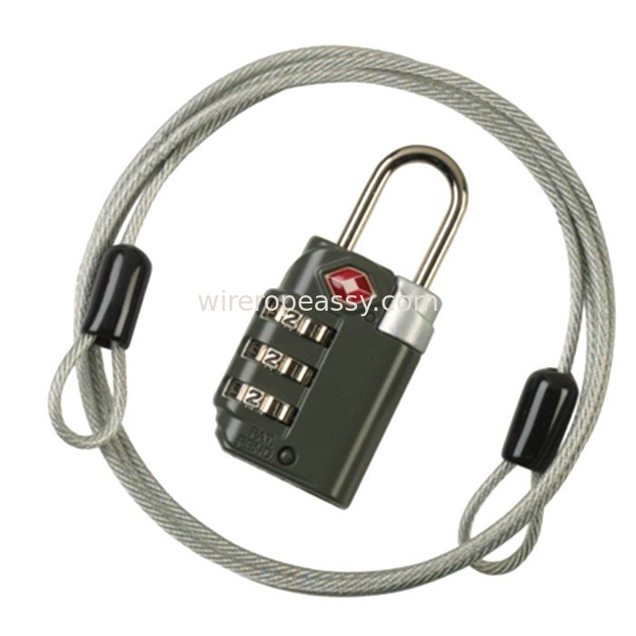 2-In-1 Combination Security Cable Lock 3-Dial TSA Luggage Locks / TSA Travel Locks