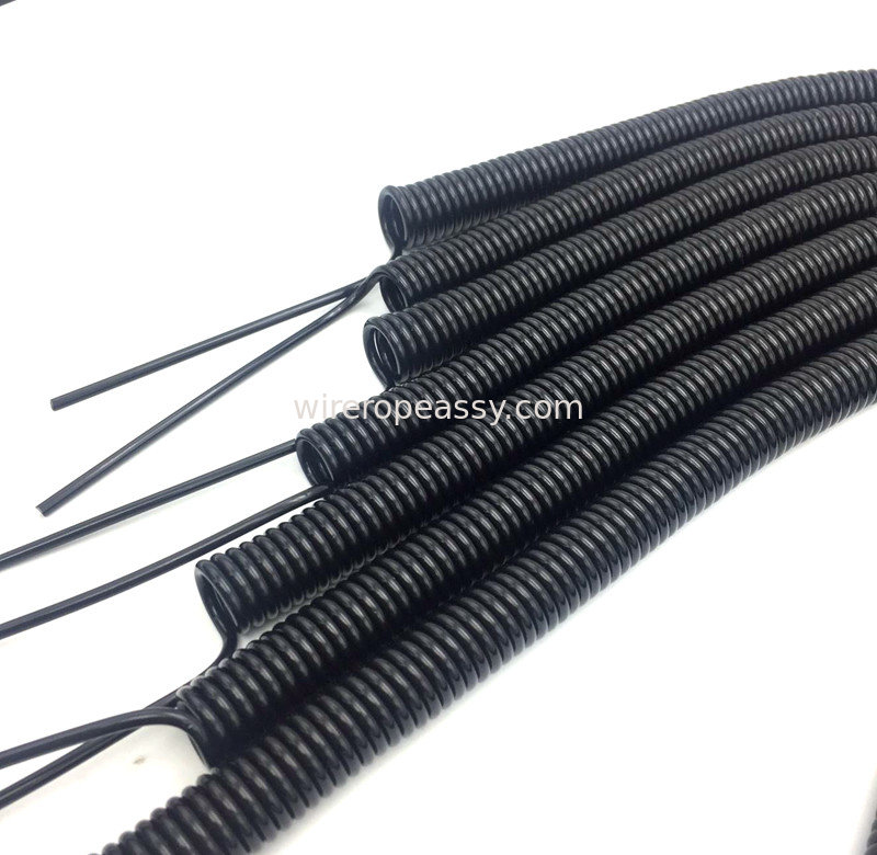 Plastic Coil Safety Tool Lanyards 3.0mm Black PVC Stretch Super Longest 8m Spring