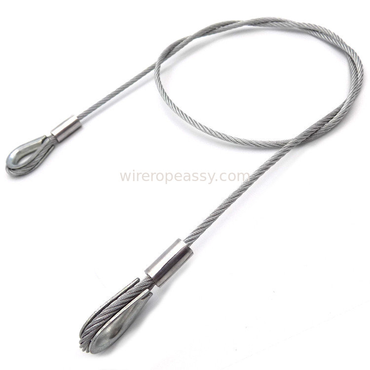 2.0mm Steel Cable Assembly Galvanized Steel Wire Rope Sling Thimble Eye Each End