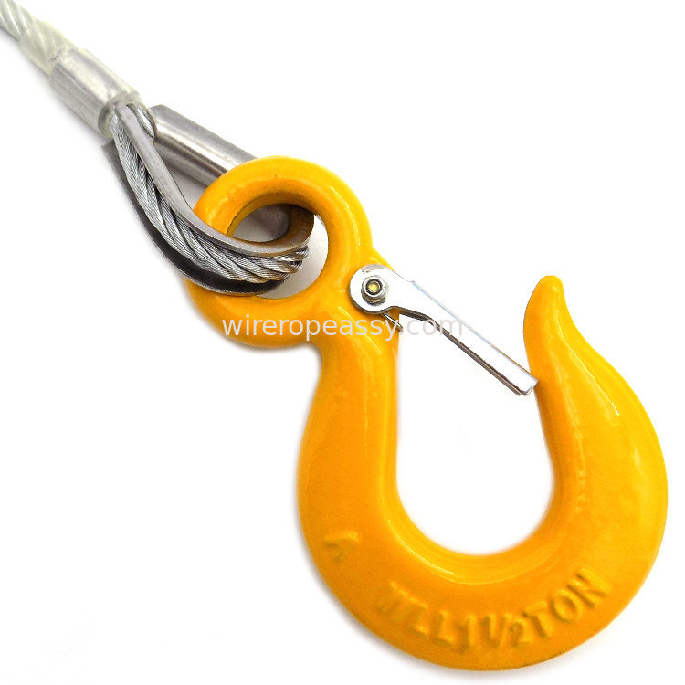 6.0mm Black PA coated Big Ring Terminals , Steel Cable Assembly At Both Sides
