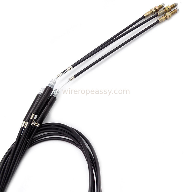 6.0 mm Black PVC / PE Mechanical Control Cables With U - shape Fittings / Bend Fittings