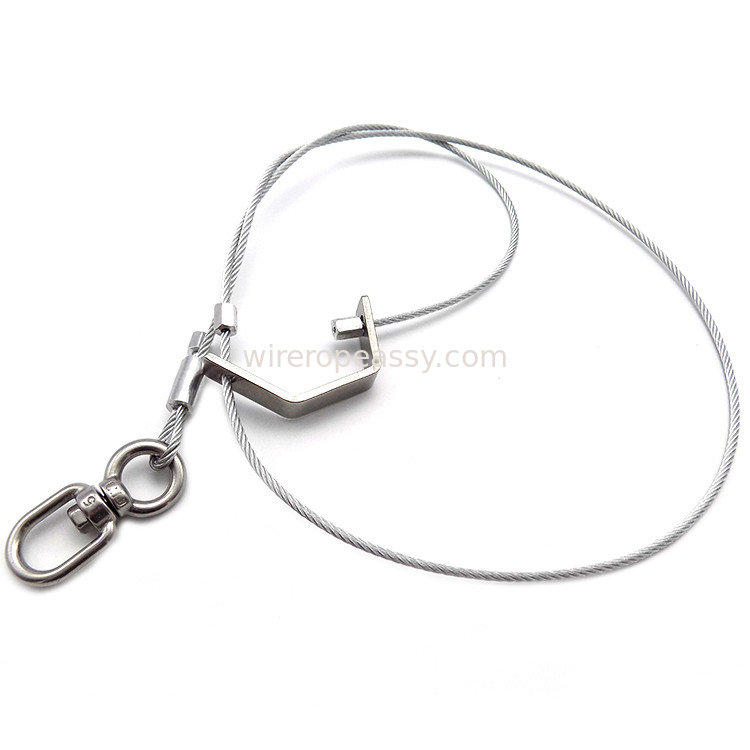 7*19 Galvanized Steel Wire Rope Assembly With Satinless 8 Swivel Clip
