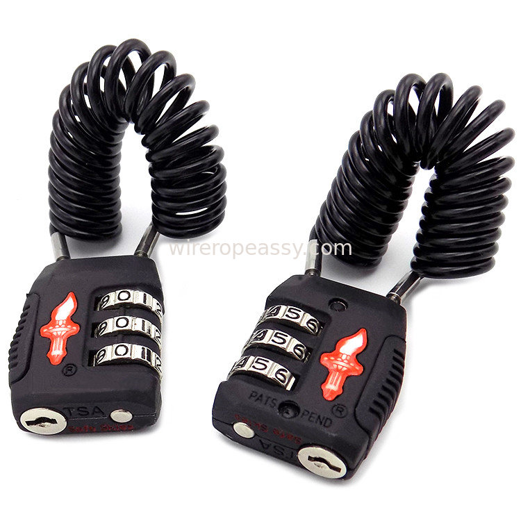 Colorful Coil Steel Cable TSA Approved Zinc Alloy Security Luggage Lock