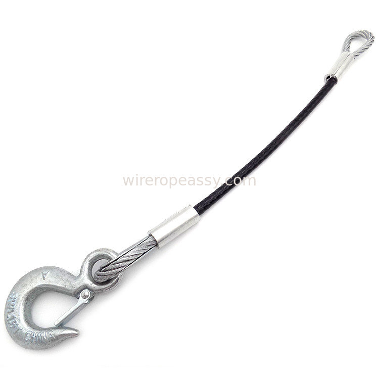 2Ton 1/16" Diameter 7X7 Galvanzied Steel Wire Rope With Loop And Snap Hook On Both Ends