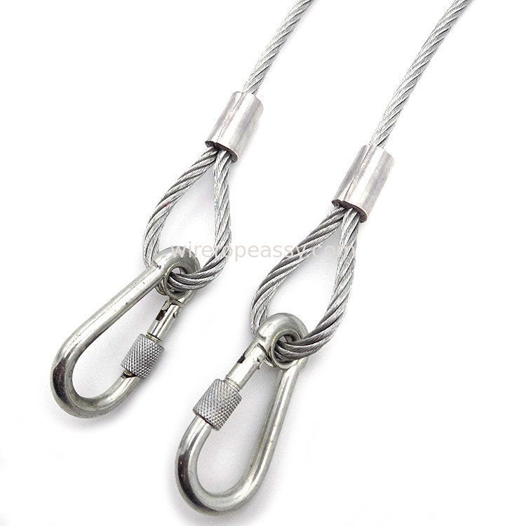 1*19 Galvanized Spring Carabiner Steel Wire With Swivel Snap Hook