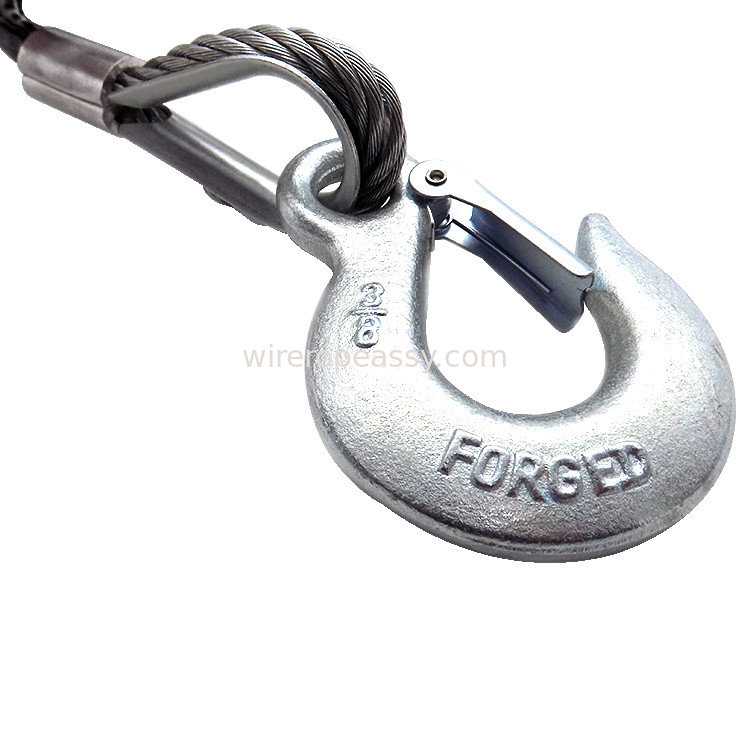 1.5Ton 8mm 7x7 Steel Wire Rope  Cable Tow Lanyard Wtih Stamped Sleeve And Eye