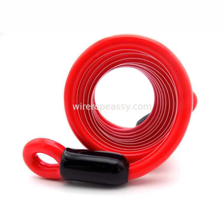 Safety Tool Lanyards Diving 7*19 Coated Red PU 900mm Galvanized Steel Wire Coiled Tool Lanyard For Air