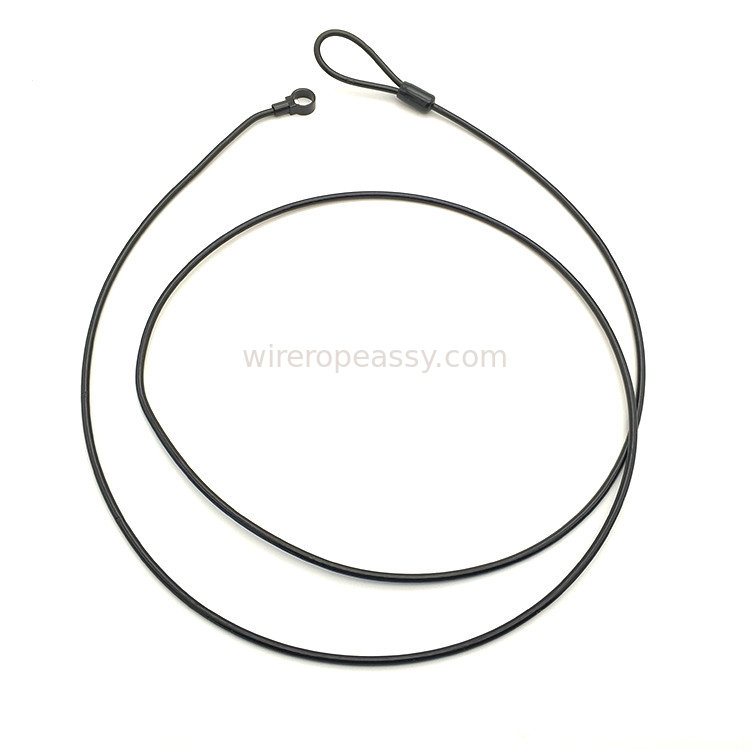 Wire Rope Assembly Security Steel Lanyard Stainless Steel Wire Black Colour All Dimentions Avaliable