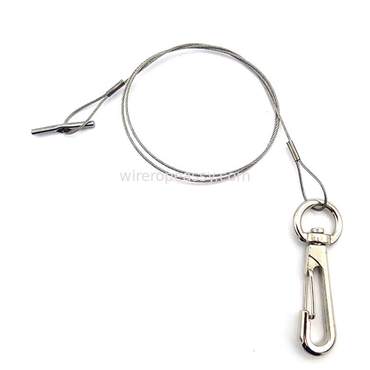 Wire Rope Assembly Security Steel Lanyard Stainless Steel Wire With Both Doghook And Pin All Dimentions Available