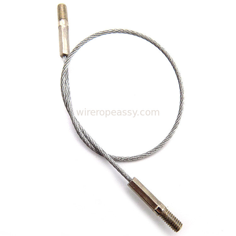 Wire Rope Assembly Thread Both Side  Steel Wire Cable with Silver Coating