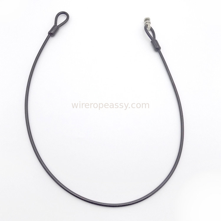 Wire Rope Assembly Security Steel Lanyard Stainless Steel Wire With Ball Black Colour All Dimentions Available