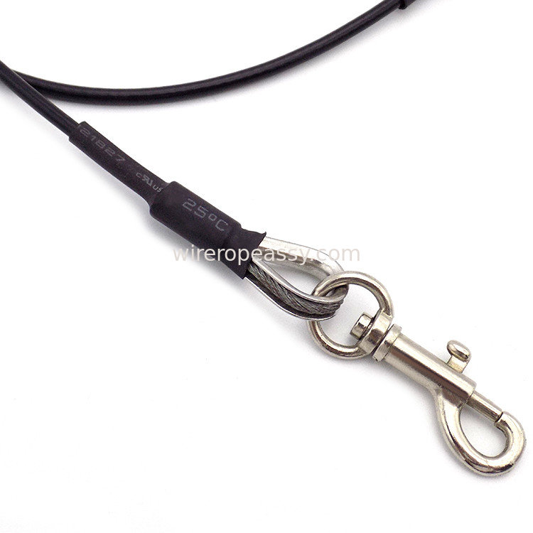 Wire Rope Assembly Pets Adapters Cable With A Small Dog hook And A Middle Circle To Link The Wire