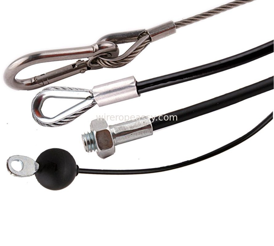 1.8mm Transparent Glavanized Steel Cable Assembly With Carabiners / Thimble Eyes / Nylon Ball