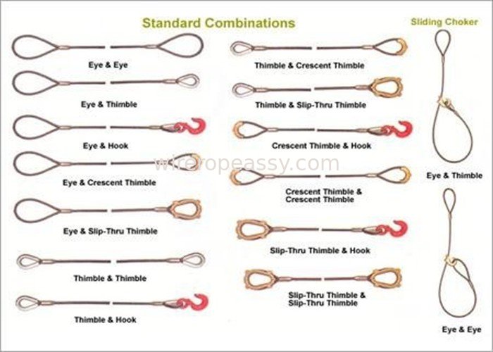 Single / 3 - Leg  / 2 - Leg Wire Rope Slings With Snap Carabiners / Eye Hooks