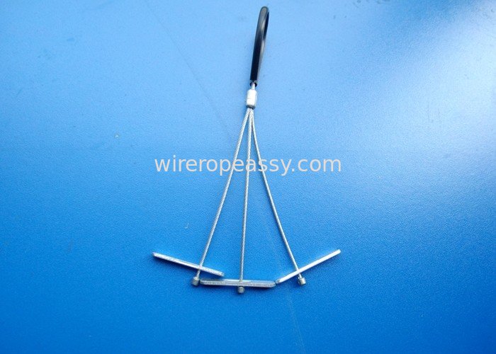 3-Leg Stop Fittings And Metal Washer Steel Cable Assembly With Soft Rubber Jacket Handle