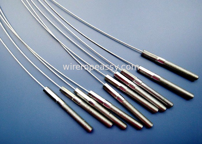 1.5 mm 7*7 Galvanized Steel Cable Assembly With M6 Threads Studs