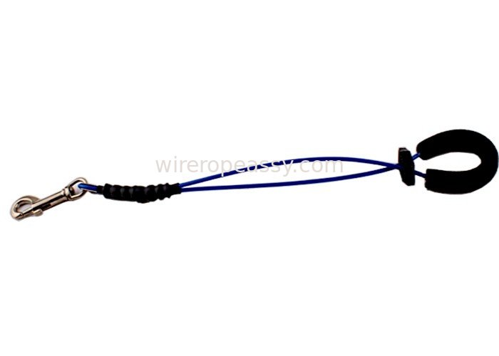 3.0 mm Blue Coated Custom Cable Assemblies ,  Dog Tie Out Cable With EVA Foam And Hook For Dog Stay