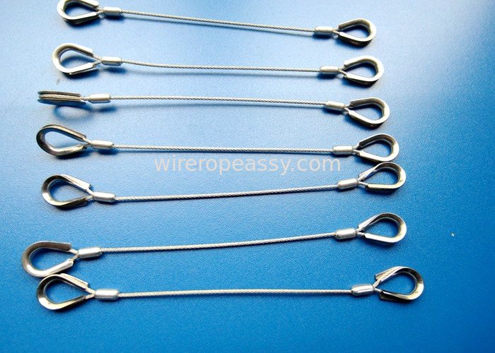 1.5 mm Wire Rope Assembly Wire Lanyard Steel Cable With Thimble Eye At Both Ends