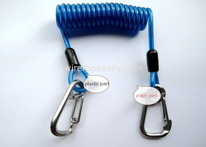 4.0 mm Blue Transparent Safety Tool Lanyards With Spring Carabiners At Each End
