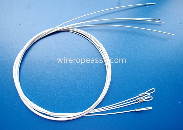 1.2mm  1*19 White PVC Coated Galvanized Steel Cable With Loops