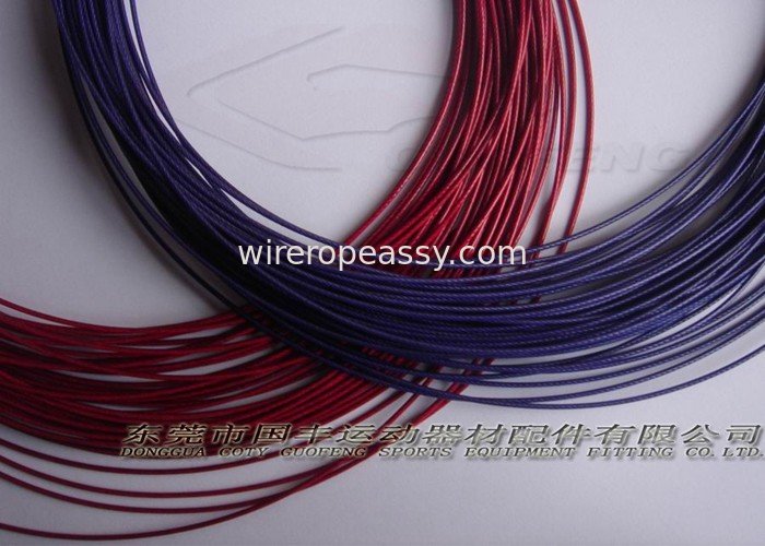Blue / Red PVC / PU / PA Coated Wire Ropes For Gym Cable / Hanging Cable